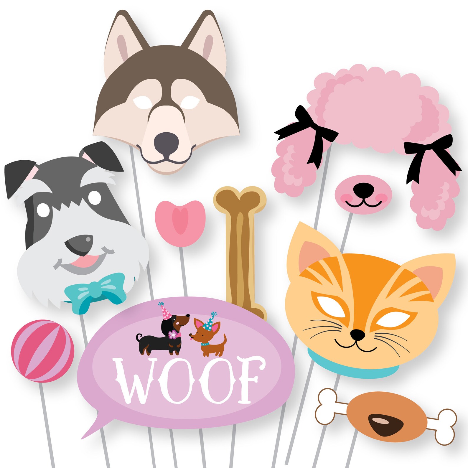 Dog Photo Booth Props Dog Puppy Birthday Props Instant - Etsy