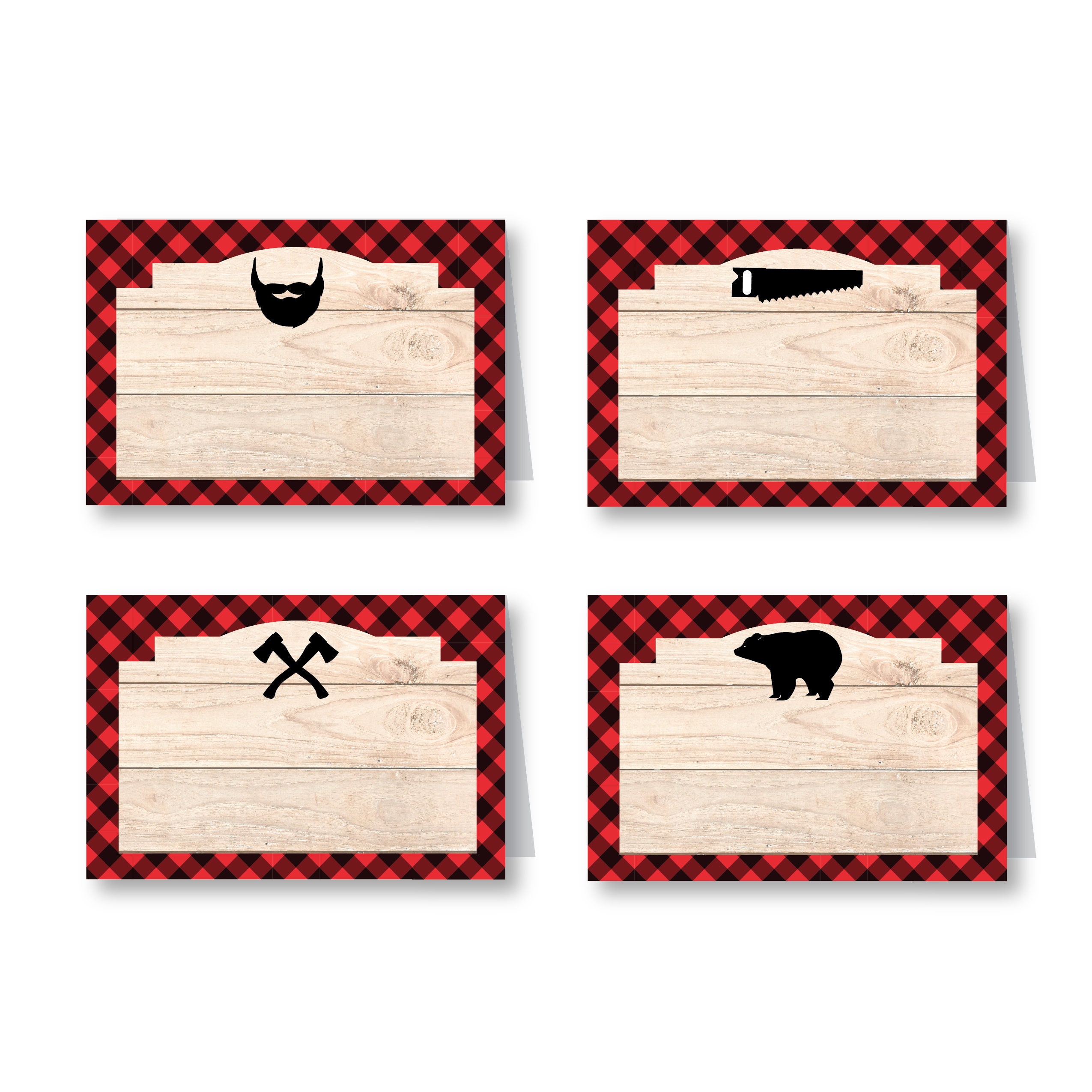 Lumberjack Party Food Name Tent Cards Or Labels Customized 