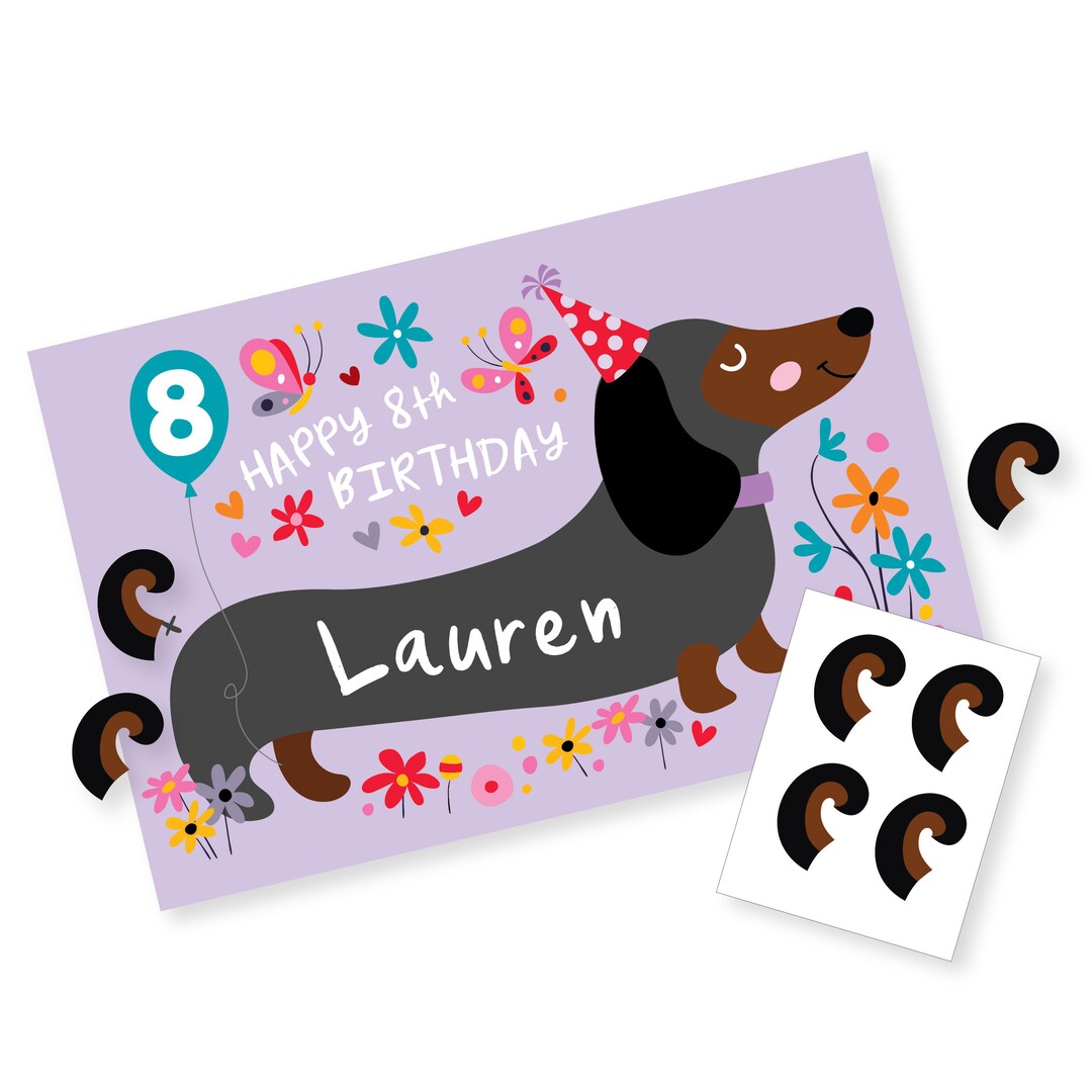Pin the Tail on the Dachshund Party Game, DIY Party Game for Girls, Dog ...