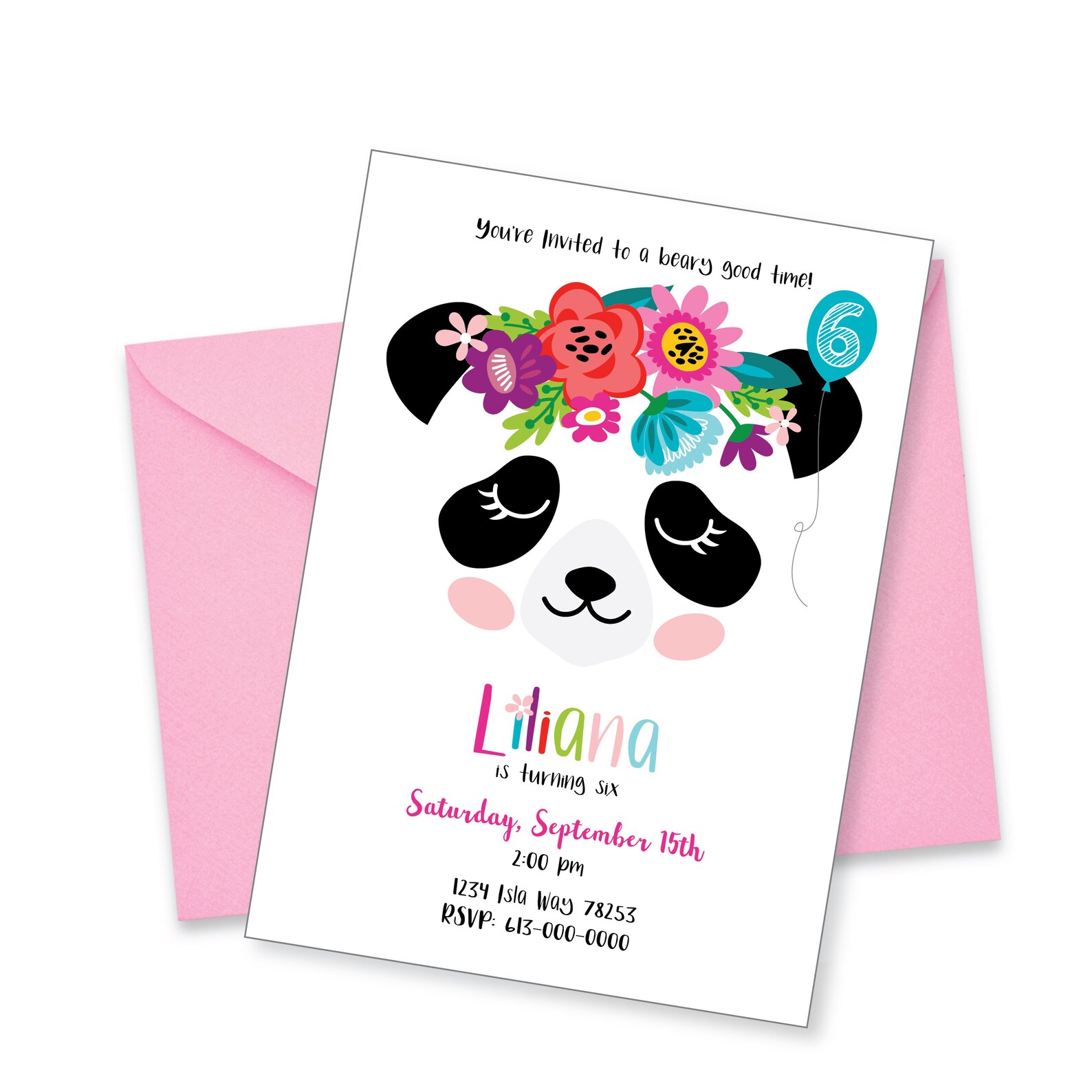 Panda Invitation Panda Birthday Party Panda Face Invitation - Etsy