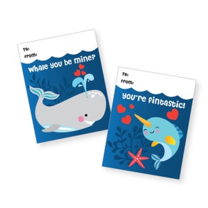 Under the Sea Valentines Day Cards, Printable DIY Card, Classroom ...