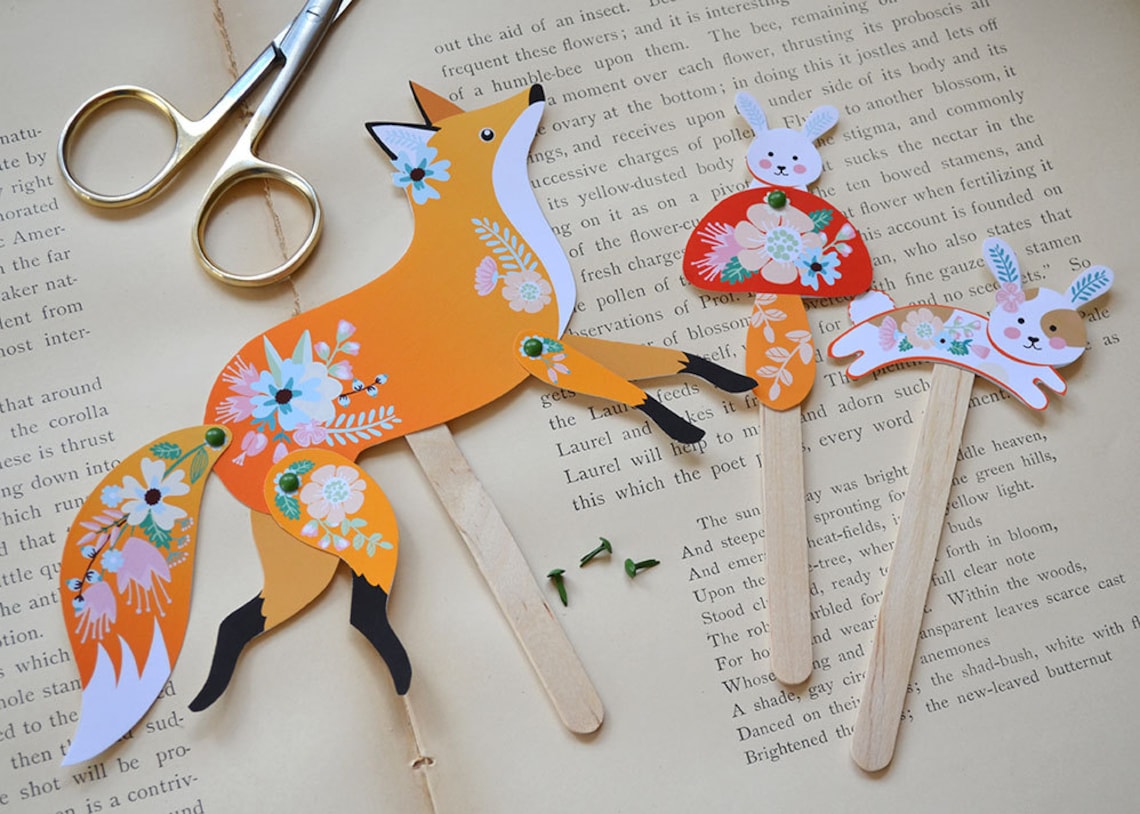 Articulated Paper Fox, Instant Digital Download - DIY Paper Fox Doll - Etsy