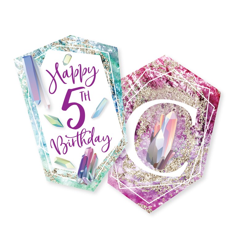 Geode Crystal Birthday Bunting Mint Purple Banner Geode - Etsy