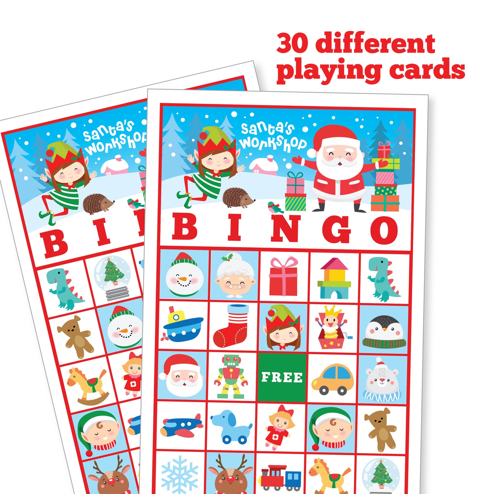 Christmas BINGO Game Santa's Workshop BINGO Elf Bingo - Etsy