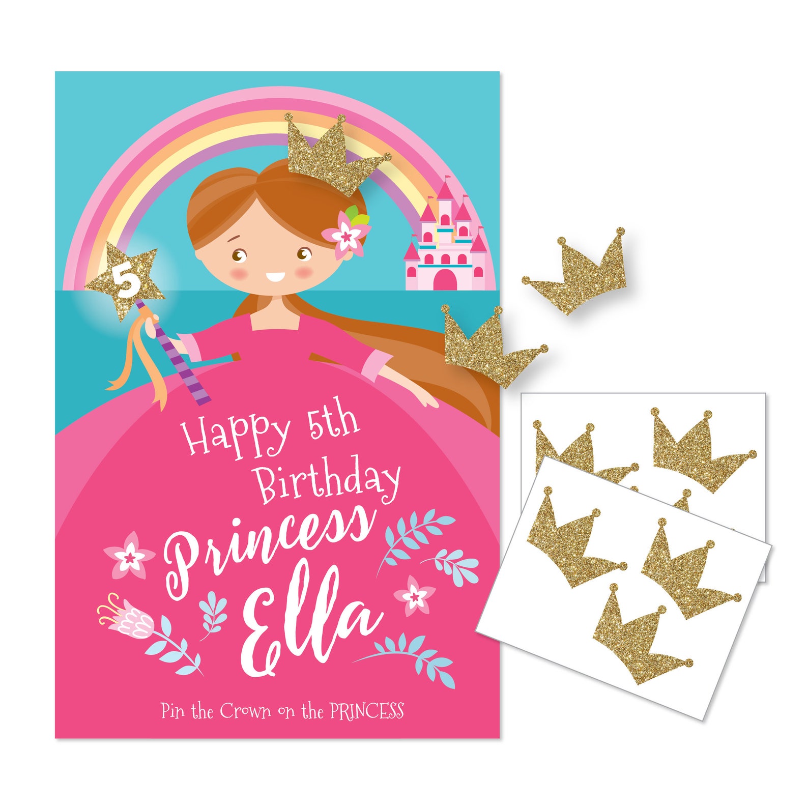 Pin the Crown on the Princess, Party Game, DIY Party Game for Girls ...