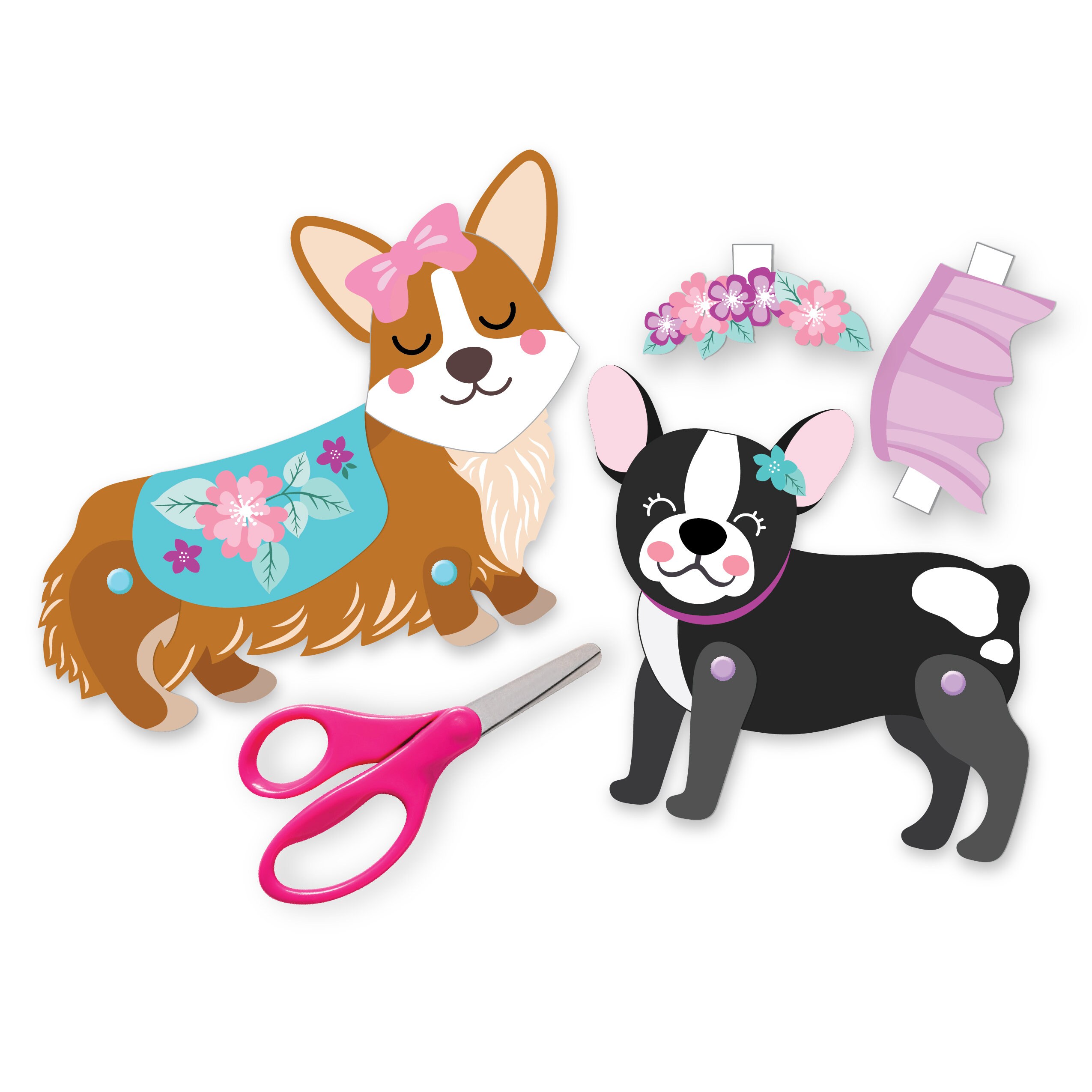 Articulated Paper Dogs Instant DIY Download 4 Articulated Paper 