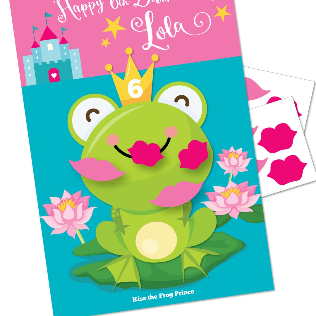 Pin the Lips on the Frog Party Game, Princess Game, DIY Party Game for ...