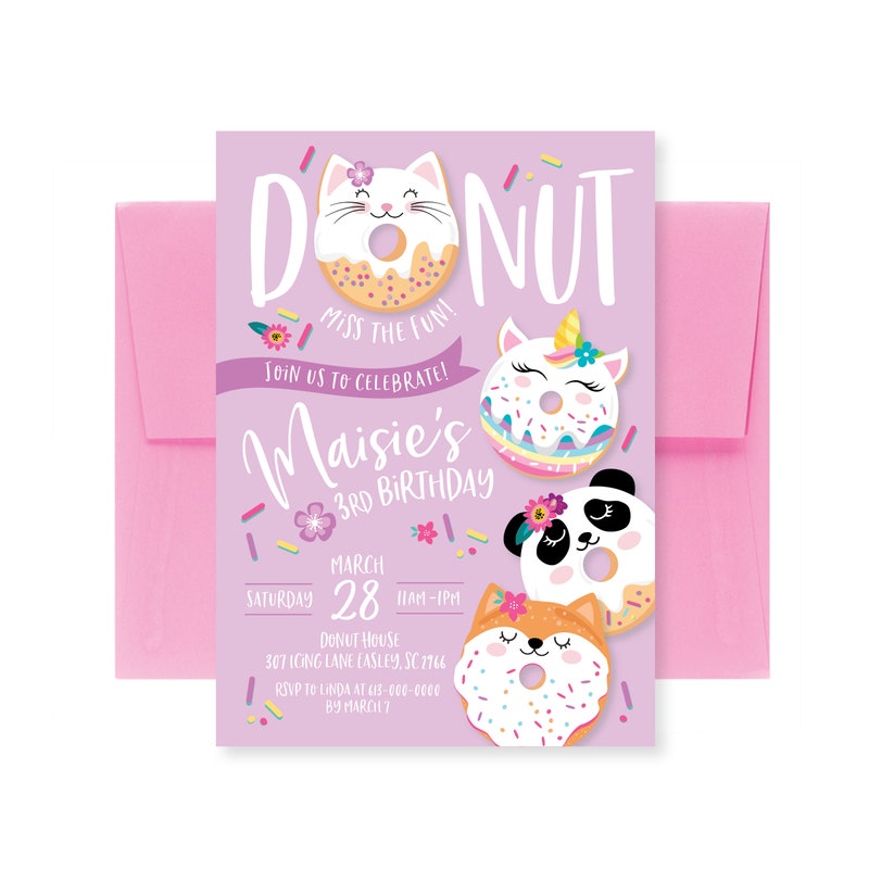 Donut Party Invitations - Etsy