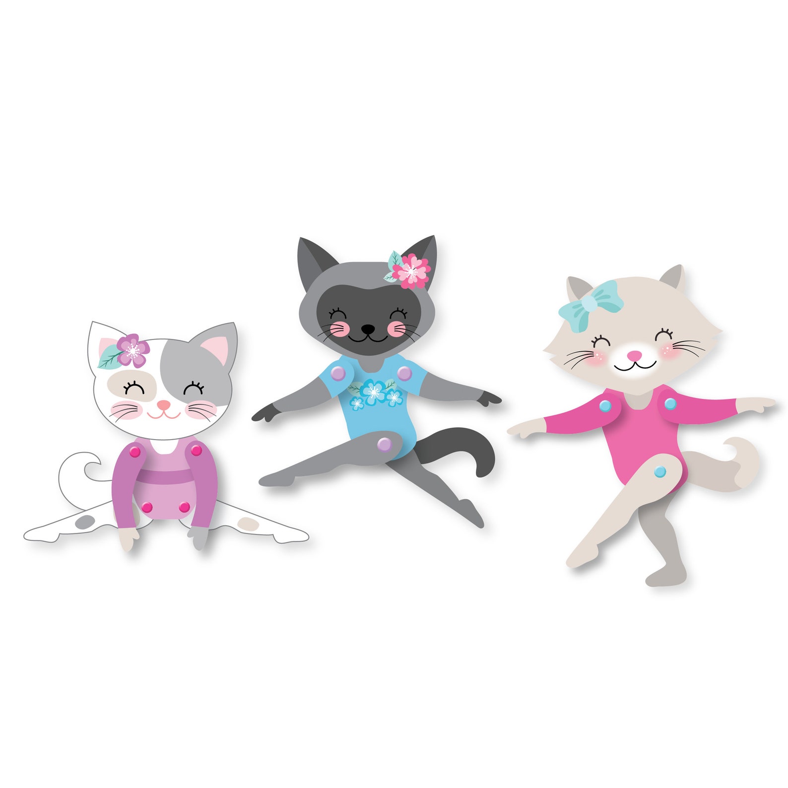 3 Articulated Paper Cat Dolls Instant DIY Download Ballet - Etsy