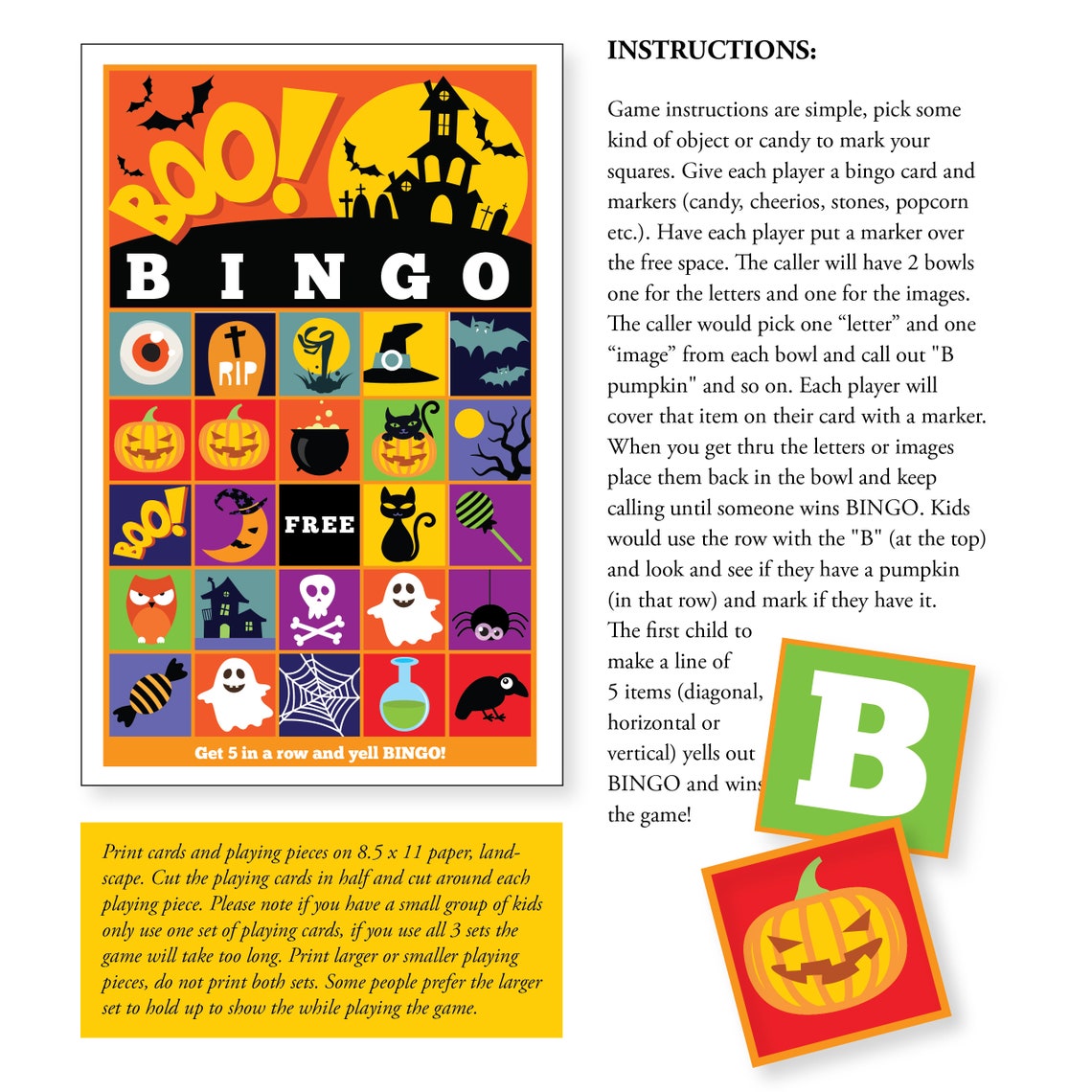 BOO BINGO Game Kid's Printable Bingo Game Bingo Game - Etsy Canada