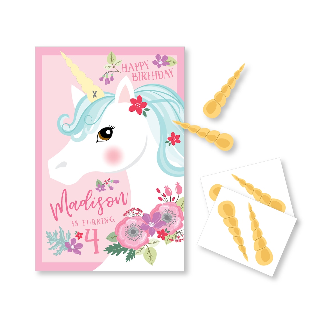Pin the Horn on the Unicorn, Party Game, DIY Party Game for Girls ...