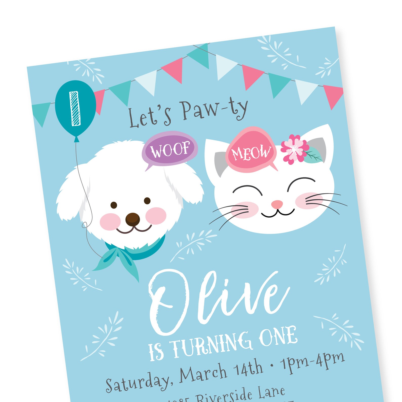 Dog and Cat Birthday Invitation, Custom Party Invite (digital File ...