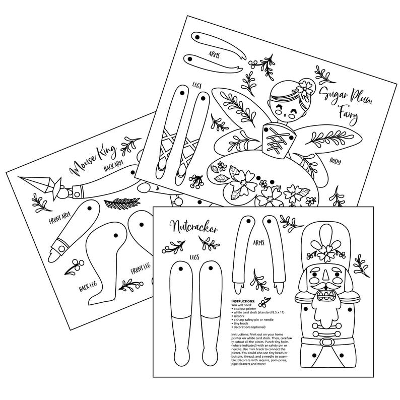 Nutcracker Ballet 3 Articulated Paper Dolls, Instant DIY Download ...