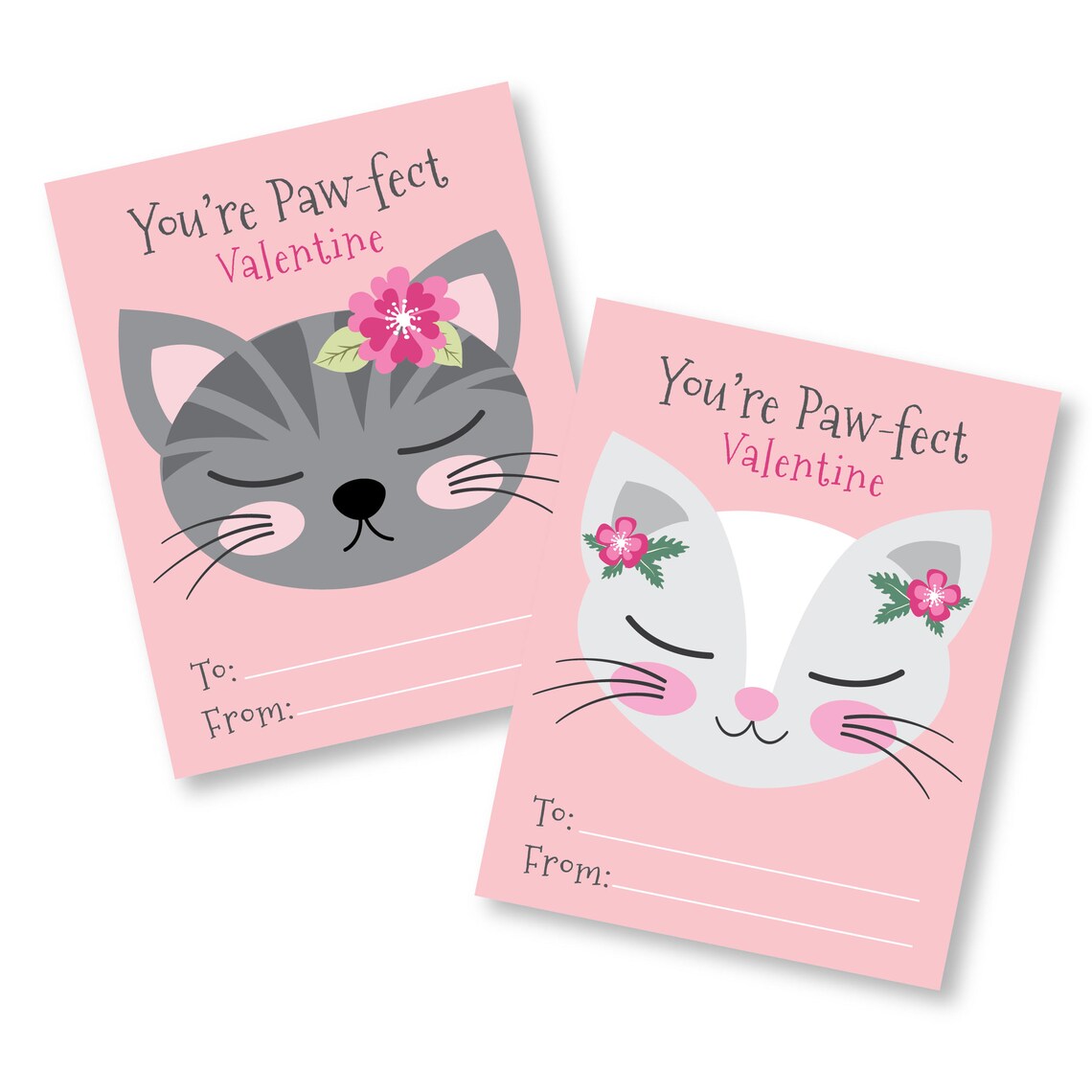 Cat Valentines Day Cards / Printable DIY Card / Classroom - Etsy