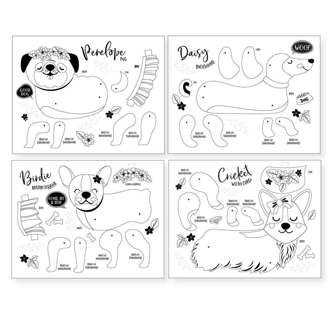 Articulated Paper Dog Dolls – DIY Puppy Party (instant Download) - Etsy