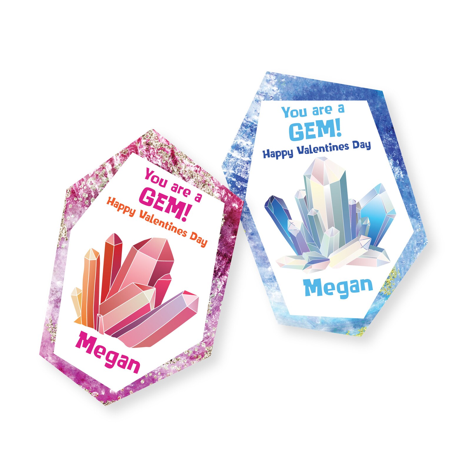 Gem Crystal Valentines Day Card, Personalized Printable (digital Files ...