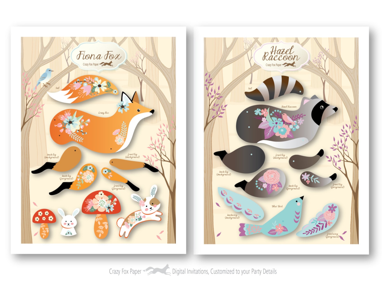 Articulated Paper Animals – DIY Woodland Friends (instant Download) - Etsy