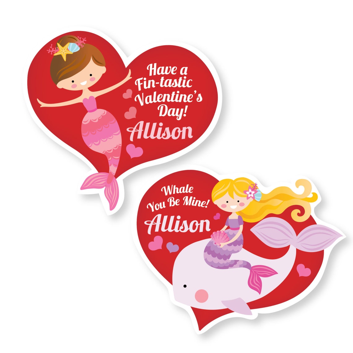 Mermaid Valentines Day Cards Printable DIY Card Classroom - Etsy