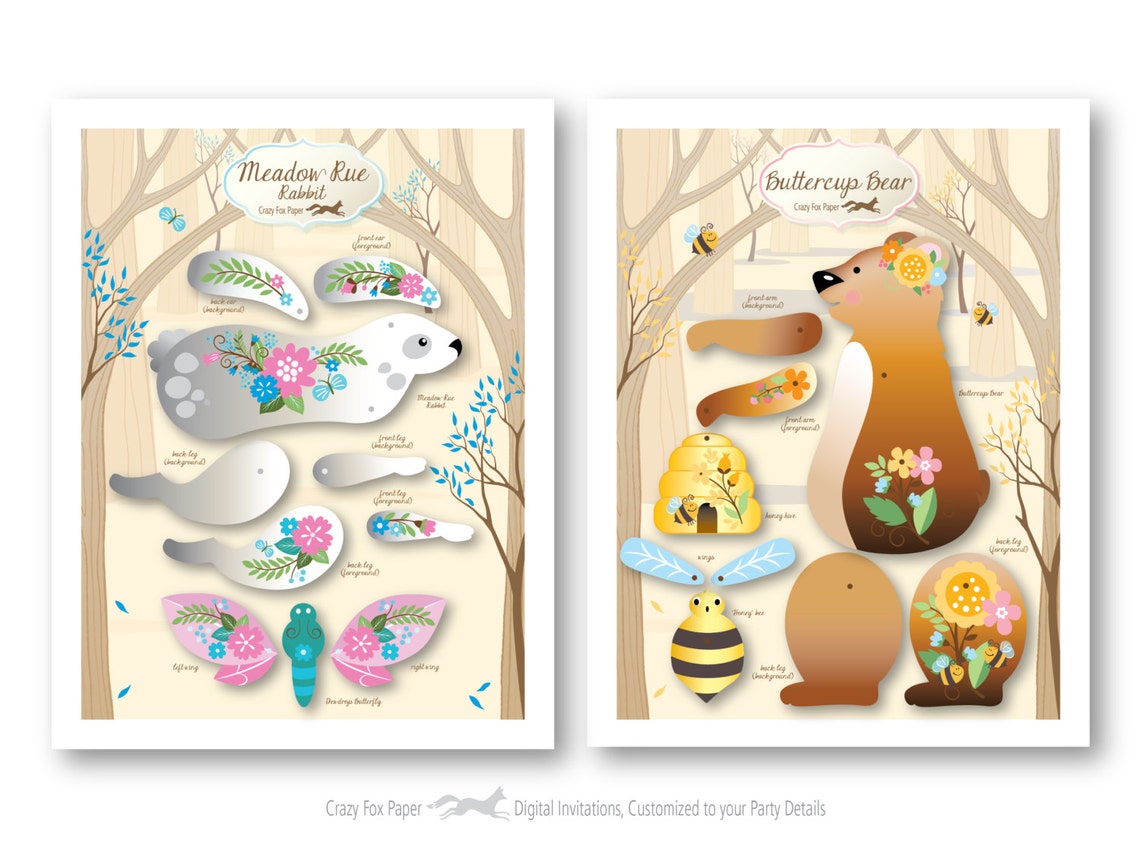 Articulated Paper Animals – DIY Woodland Friends (instant Download) - Etsy