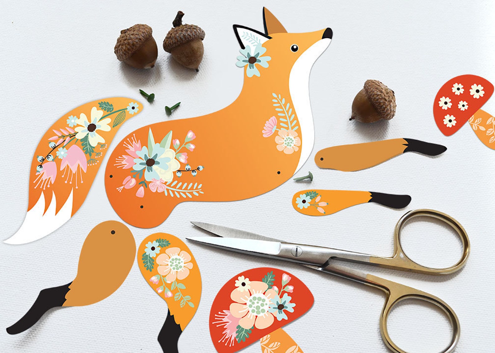 Articulated Paper Fox, Instant Digital Download - DIY Paper Fox Doll - Etsy