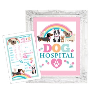 Dog Hospital Vet Check Up, Puppy Hospital Sign and Check-up Cards, Cat ...