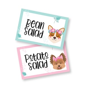 Dog Tent Cards or Labels - Customized Printable DIY Place Cards - Dog ...