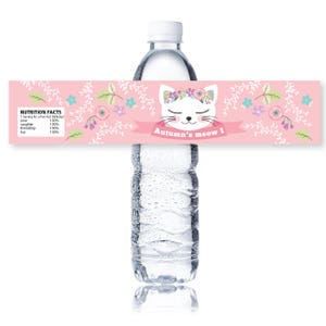 Kitten Cat Water Bottle Label Customized Printable DIY - Etsy