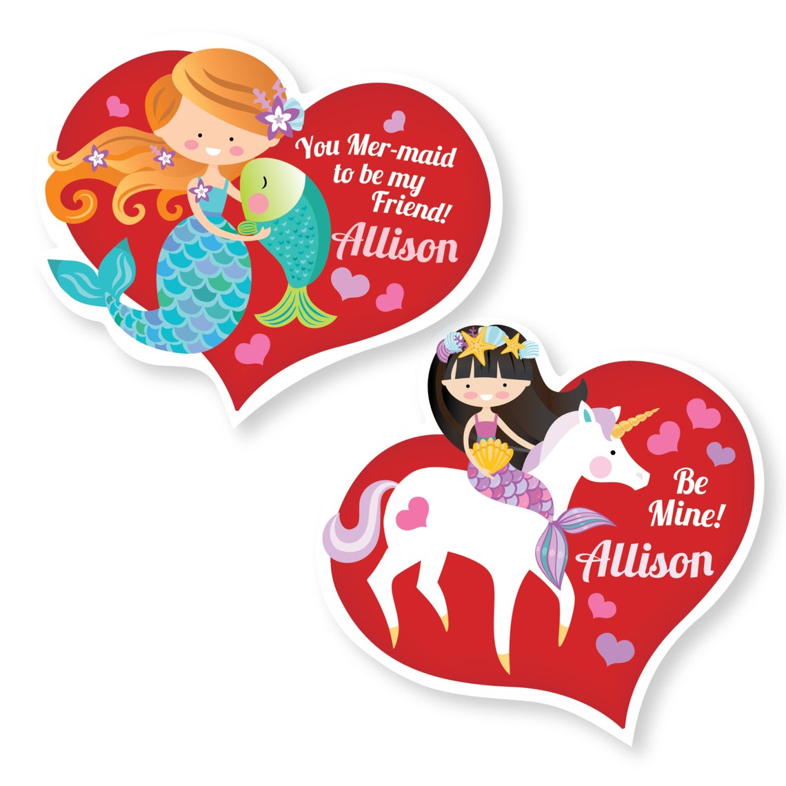 Mermaid Valentines Day Cards Printable DIY Card Classroom - Etsy