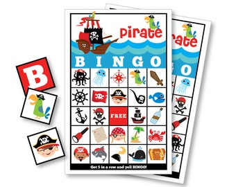 Pirate Bingo Game, Printable Pirate Bingo Cards, Kids Game, Pirate ...