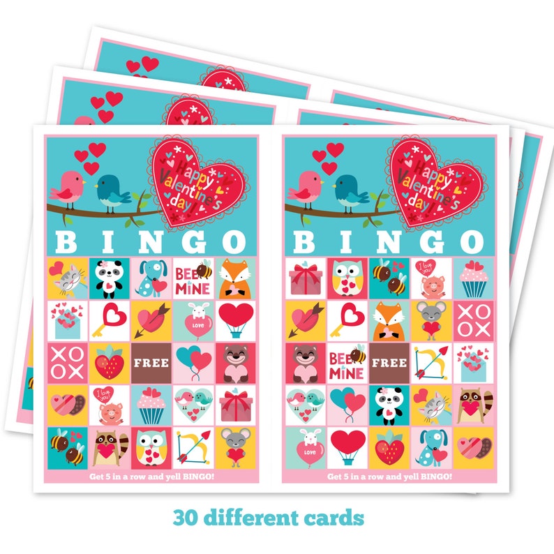 Valentine BINGO Game Kid's Printable Bingo Game Bingo - Etsy