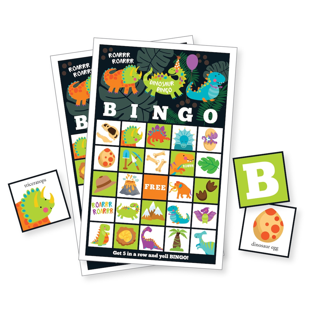 Dinosaur BINGO Game, Dinosaur Party Game, Boy's Printable Bingo Game ...