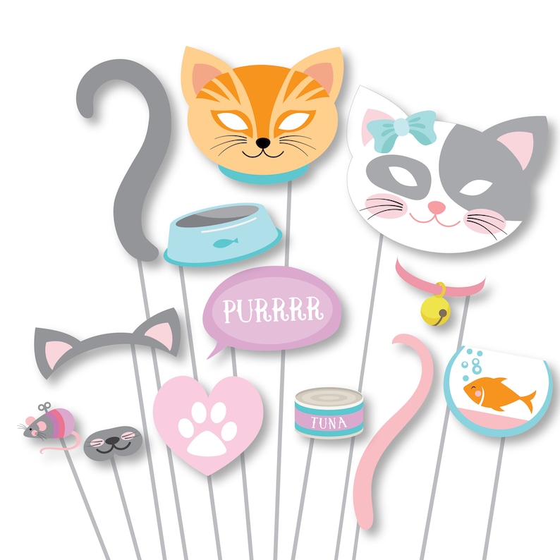 Cat Photo Booth Props Cat Kitten Birthday Props Instant - Etsy