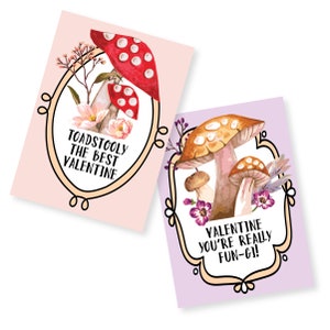 Mushroom Valentines Day Cards, Printable DIY Cards, Classroom Valentine ...