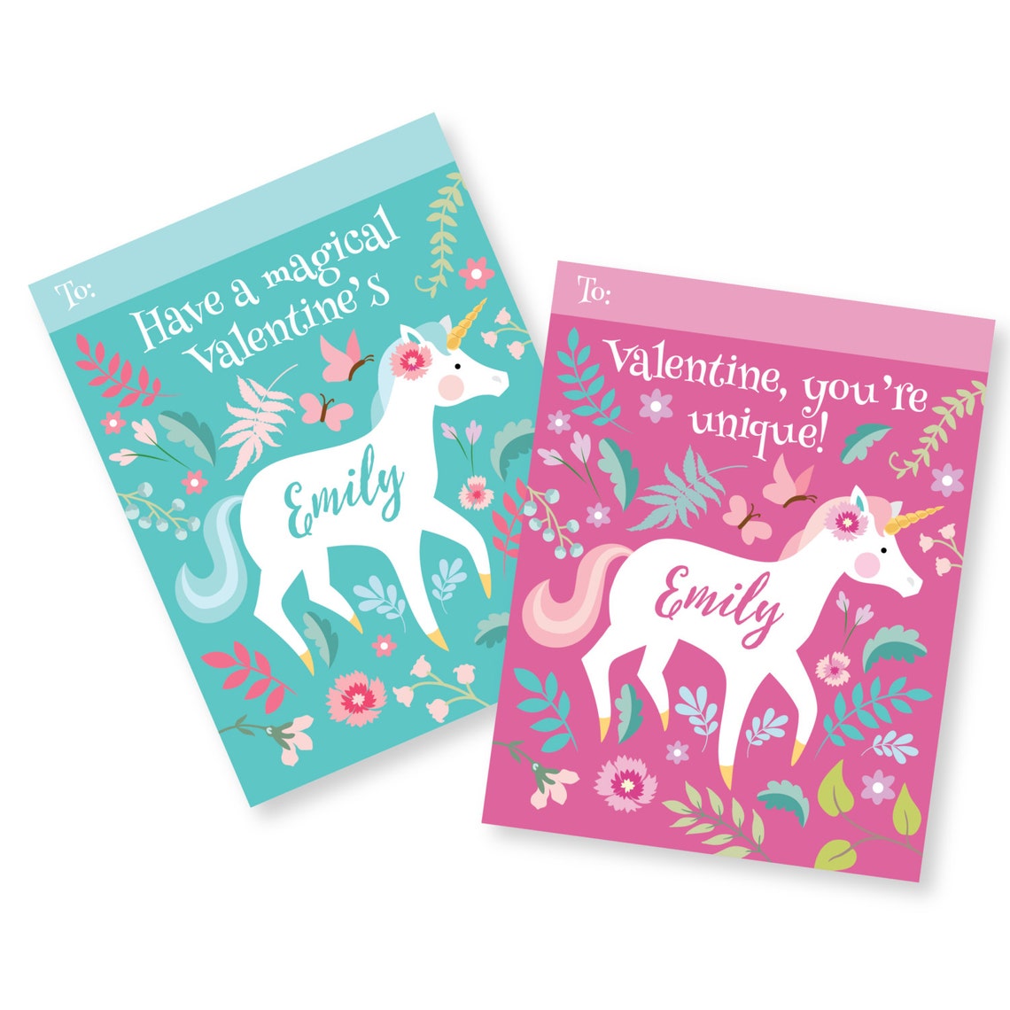 Unicorn Valentines Day Cards Printable DIY Card Classroom - Etsy
