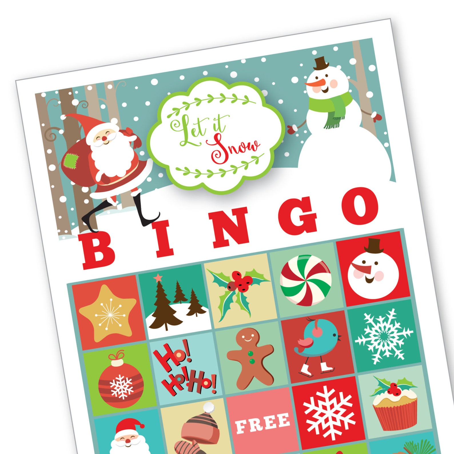 Ho Ho Ho BINGO Game Let It Snow BINGO Kid's | Etsy
