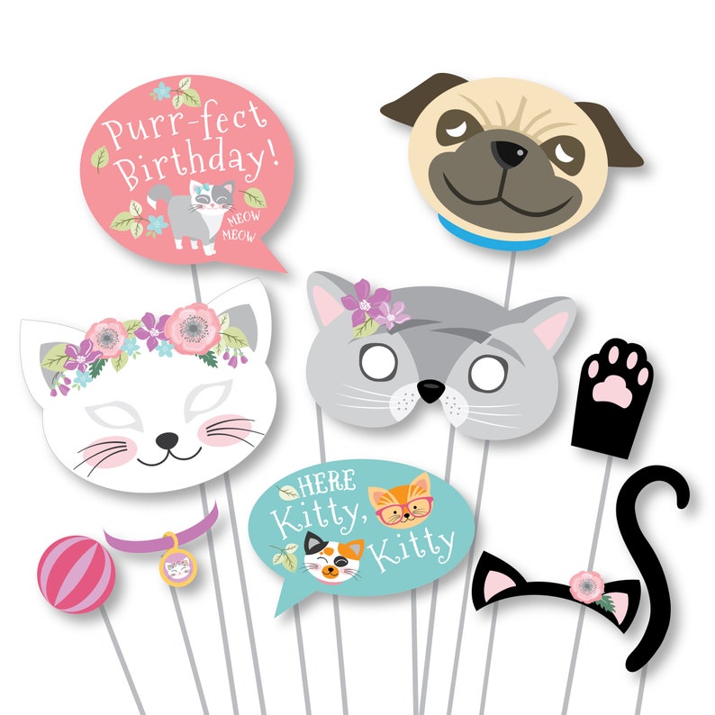 Cat Photo Booth Props Cat Kitten Birthday Props Instant - Etsy