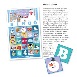 Winter BINGO Game - Winter Wonderland Game, Kid's Printable Bingo Game ...