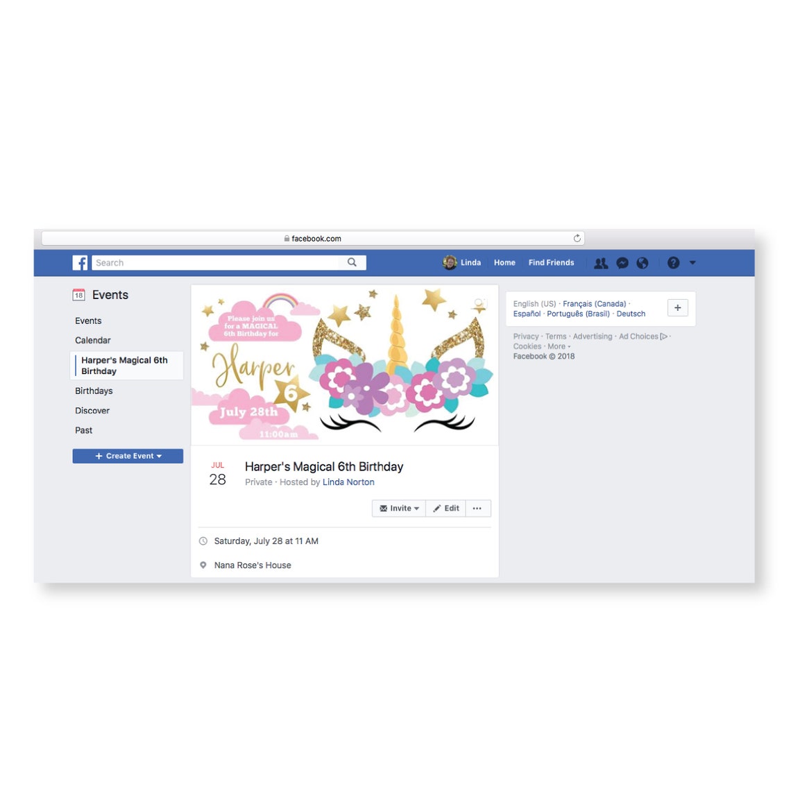 Sleeping Unicorn Facebook Event Header / Unicorn Birthday / - Etsy Canada