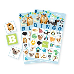 Dog BINGO Game Pug Puppy Dog Party Game, Boy's Printable Bingo Game ...