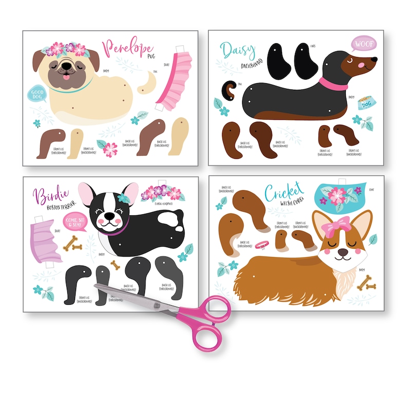 Articulated Paper Dogs - Instant DIY Download - 4 Articulated Paper ...