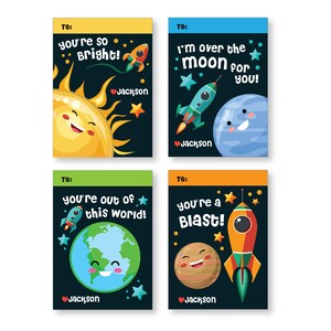 Outer Space Valentine's Day Cards, Printable DIY Classroom Cards ...