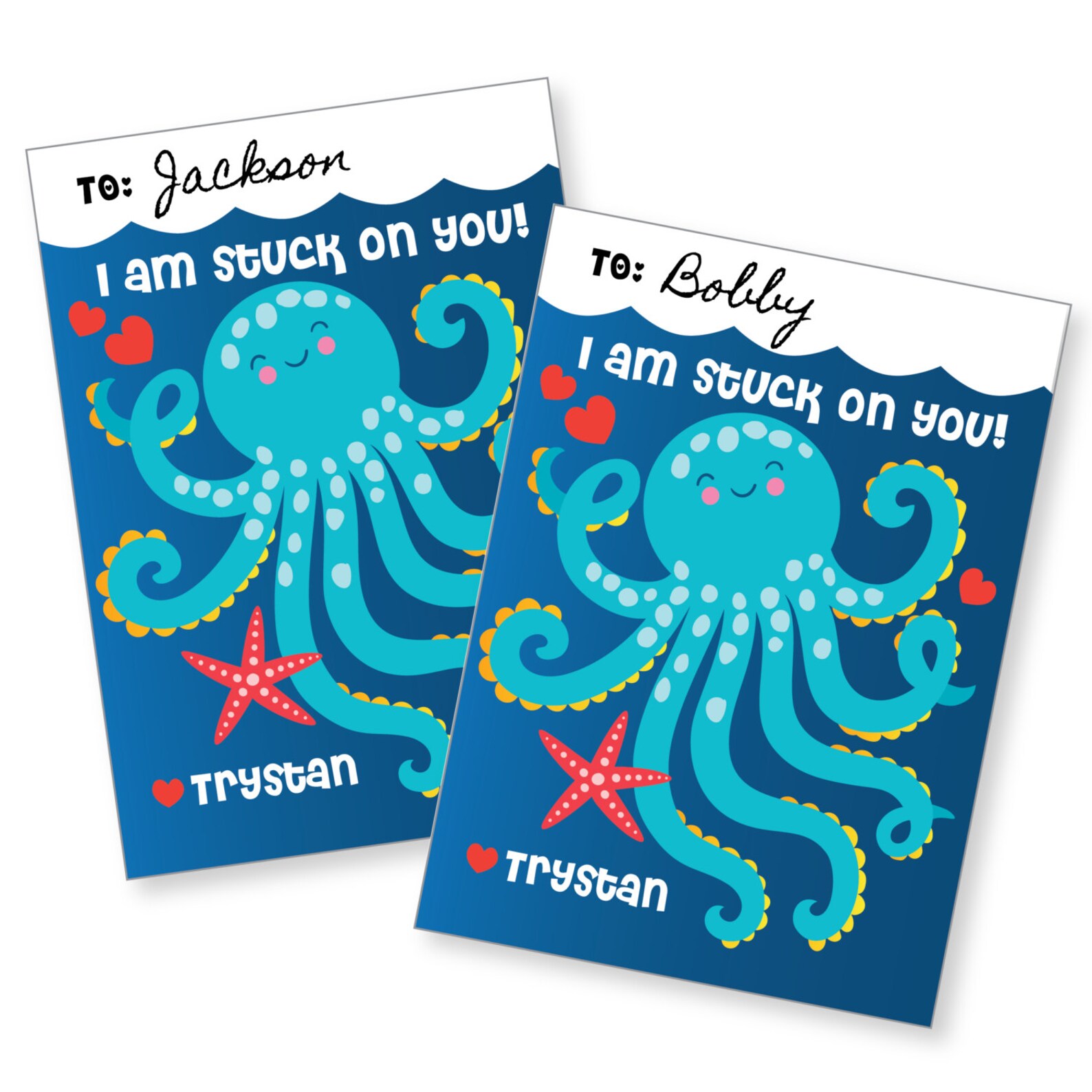 Valentines Day Octopus Cards Printable DIY Valentine - Etsy