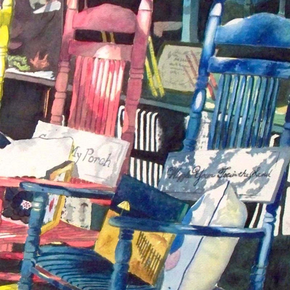 Watercolor, Chairs, Rocking Chair Prints, Rainbow Prints, Rainbow Color ...
