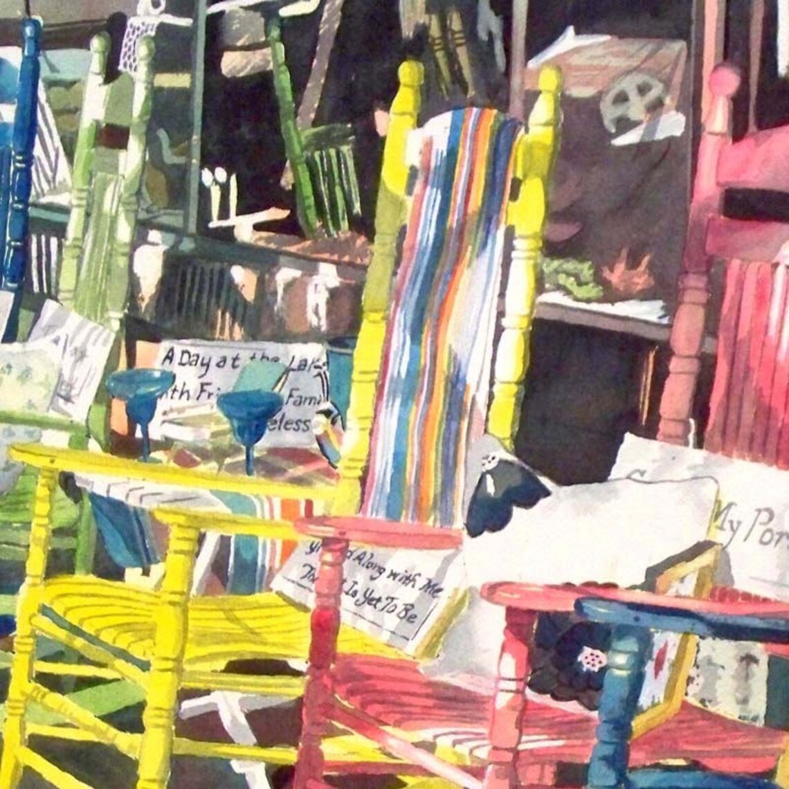 Watercolor, Chairs, Rocking Chair Prints, Rainbow Prints, Rainbow Color ...