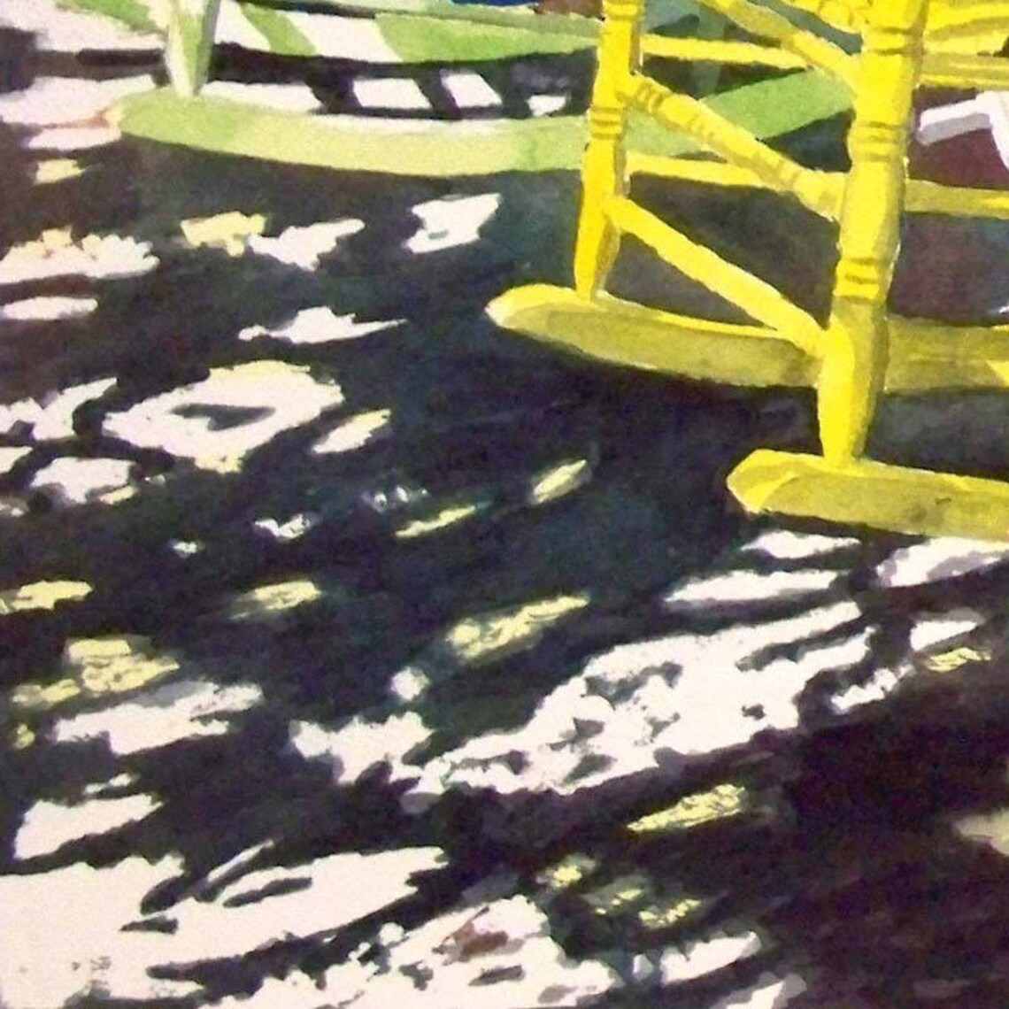 Rainbow Rocking Chairs Watercolor Print, Colorful Home Decor - Etsy