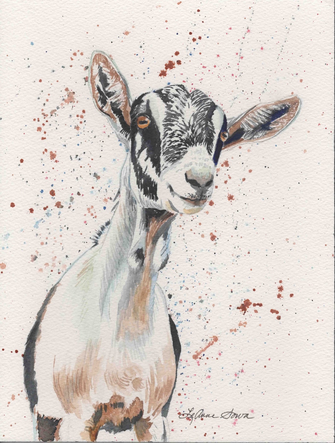 The Zen Goat, Watercolor Goat Portrait, Farm Animal Art Print (9x12 ...