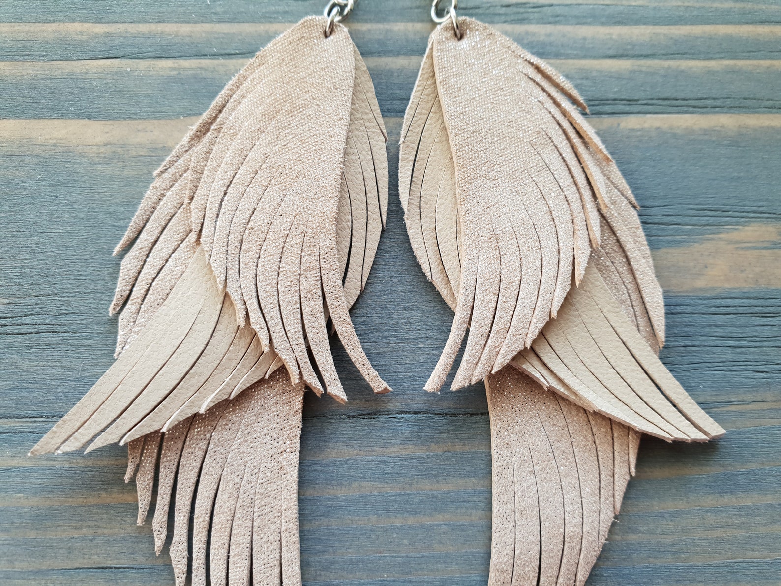 Handmade Genuine Leather Feather Earrings Boho Jewelry Gift - Etsy