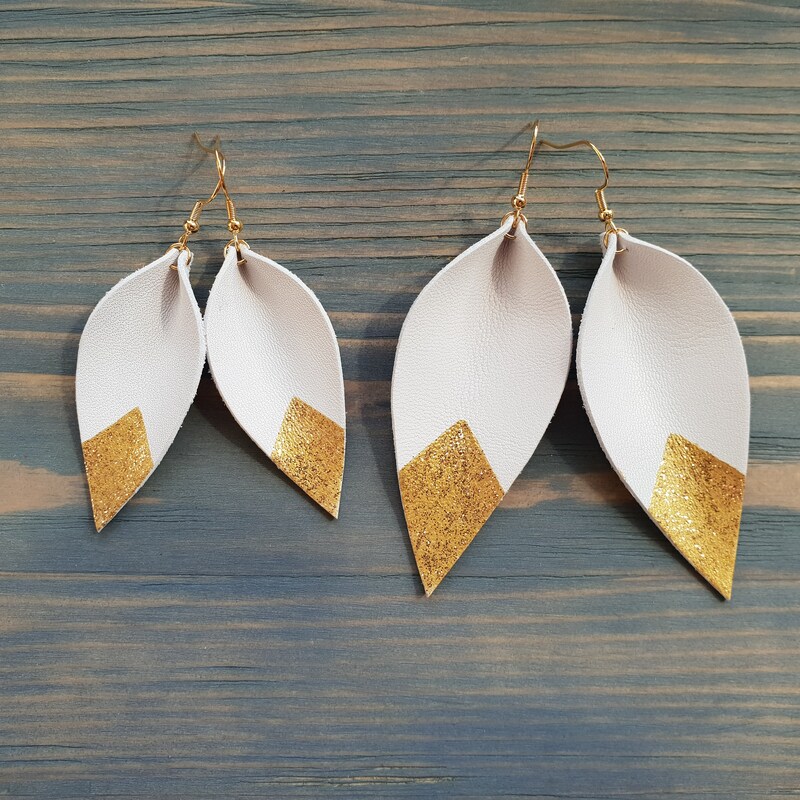 Leather Leaf Earrings - Etsy