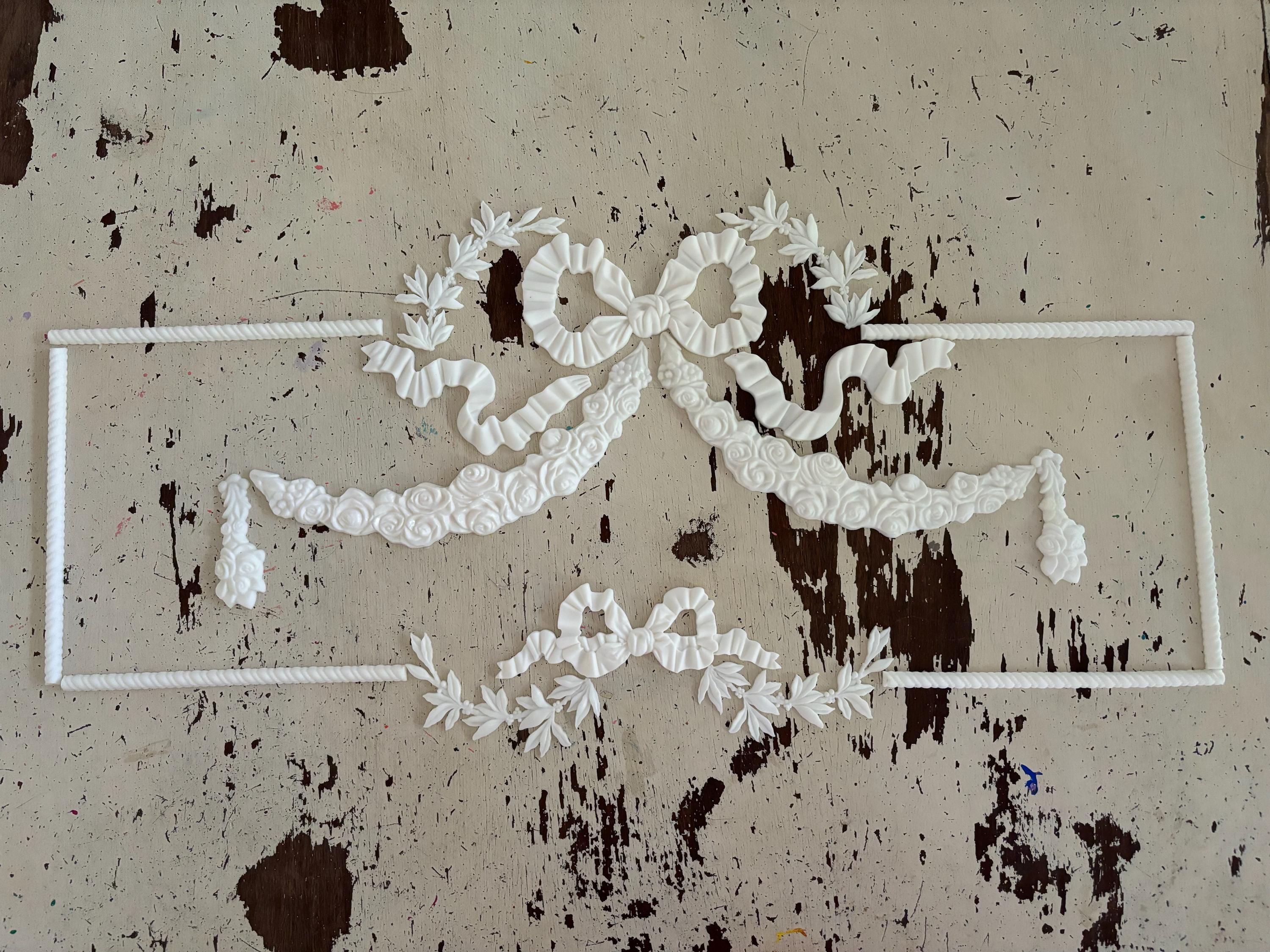 Shabby Chic Resin Furniture Applique! Extra Large Ribbon Bow Posy Swag ...
