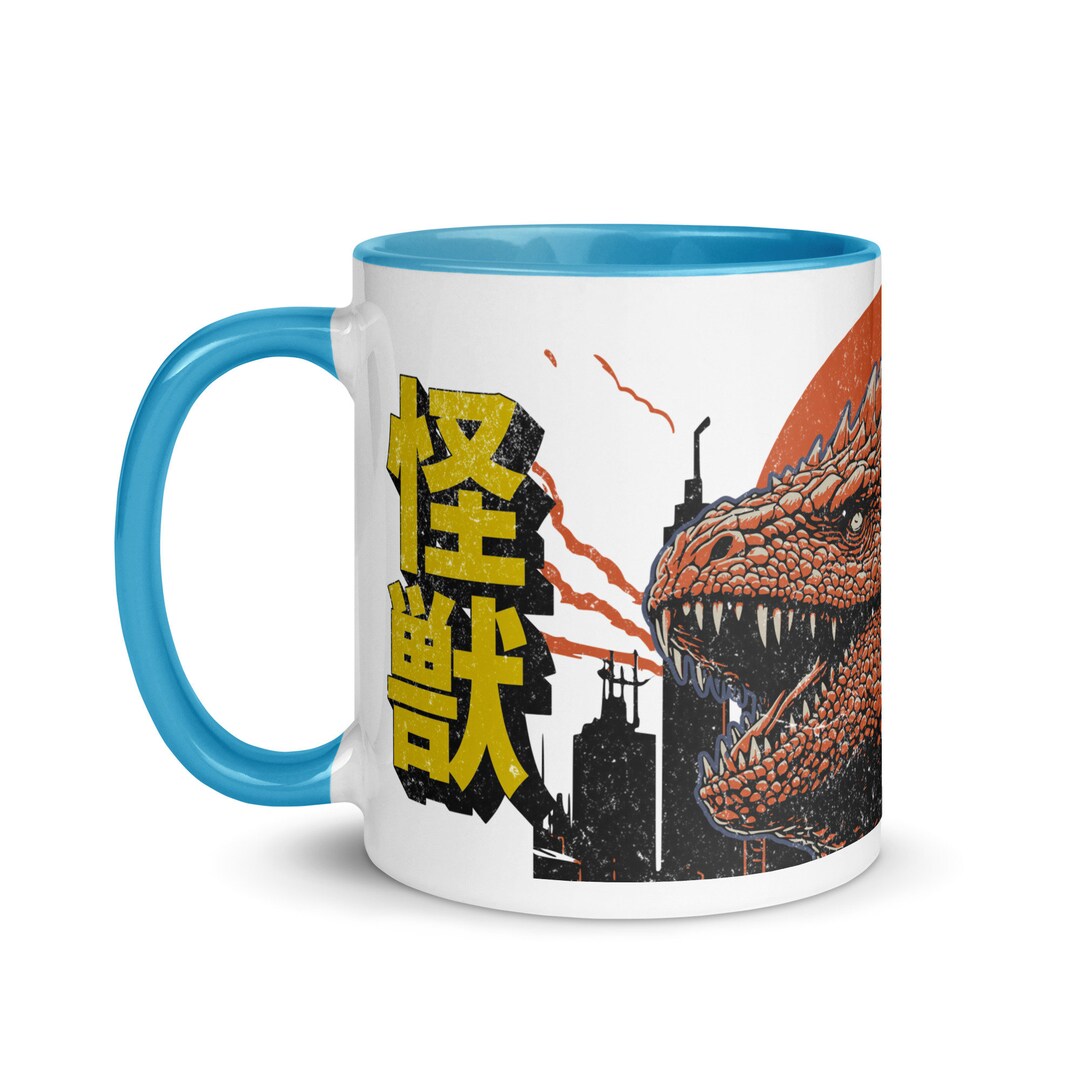 Vintage Kaiju Godzilla-inspired Ceramic Mug With Color Inside 11oz ...